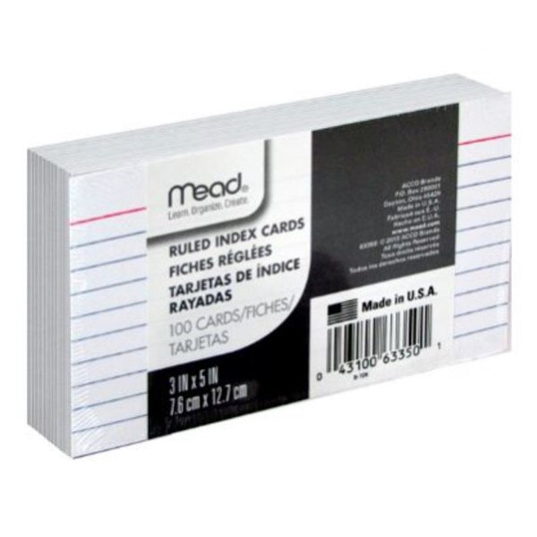 Index Card Ruled 3X5 White